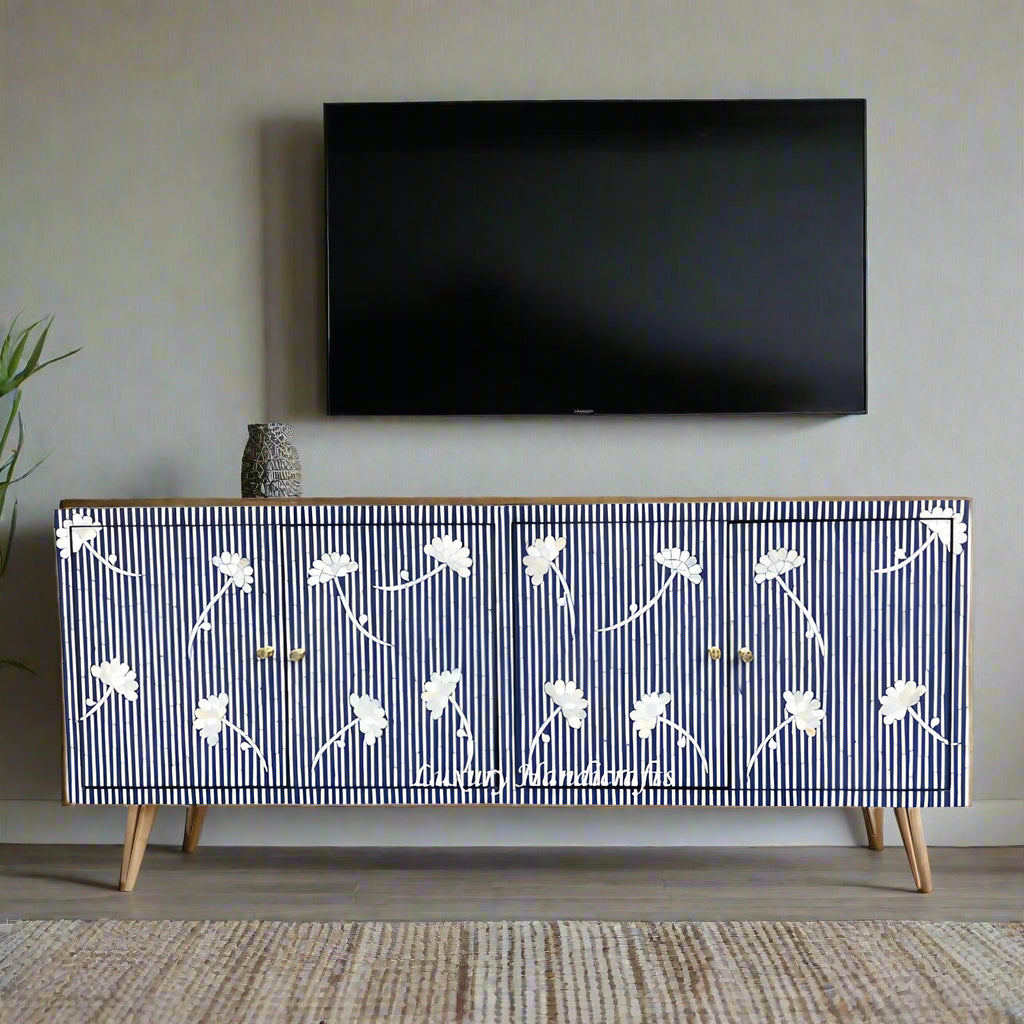 Bone Inlay Media Console | Bone Inlay TV Unit – Luxury Handicraft
