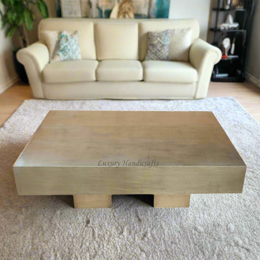 Antique Brass Embossed Rectangle Center Table – Luxury Handicraft
