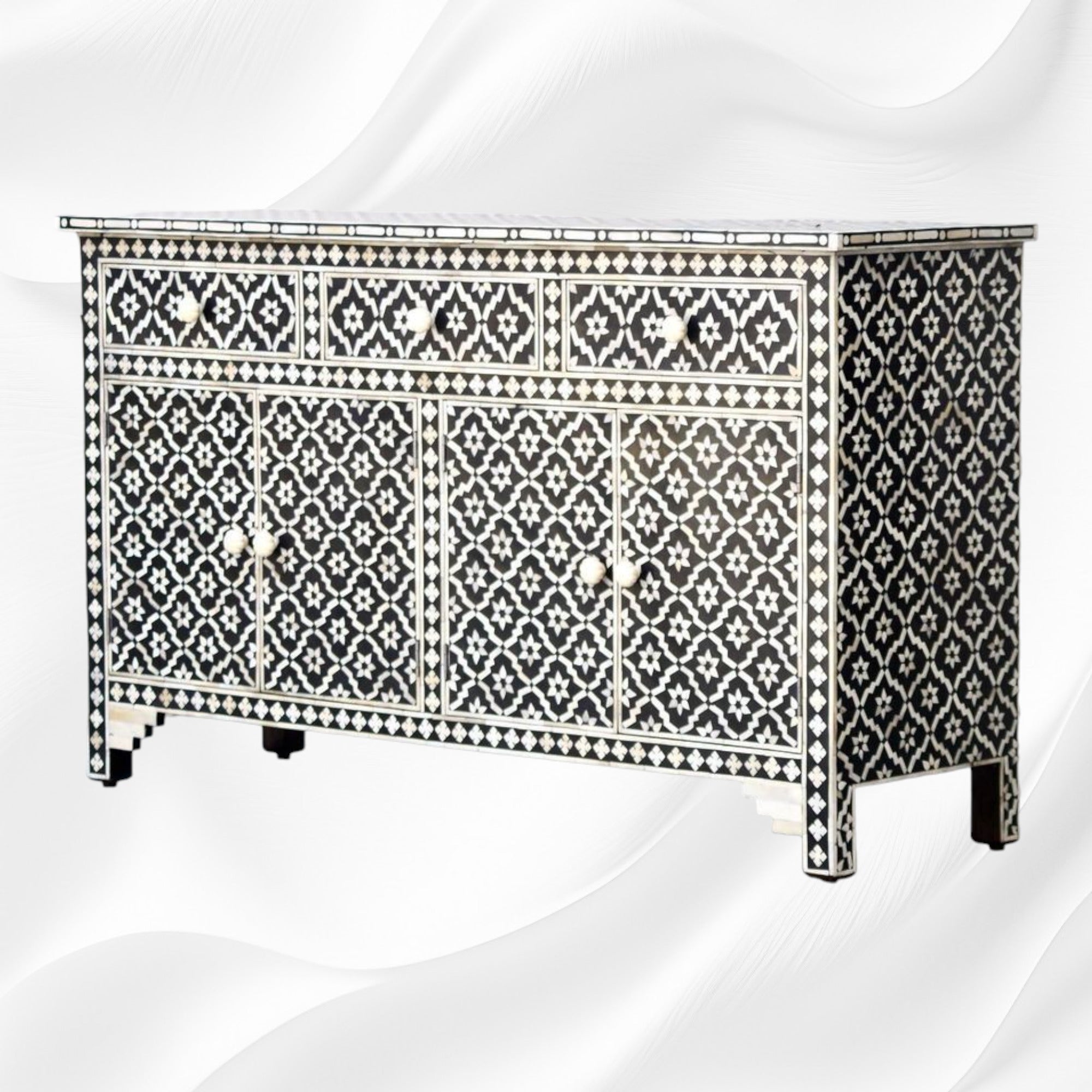 Arctic Bone Inlay Sideboard Black – Luxury Handicraft