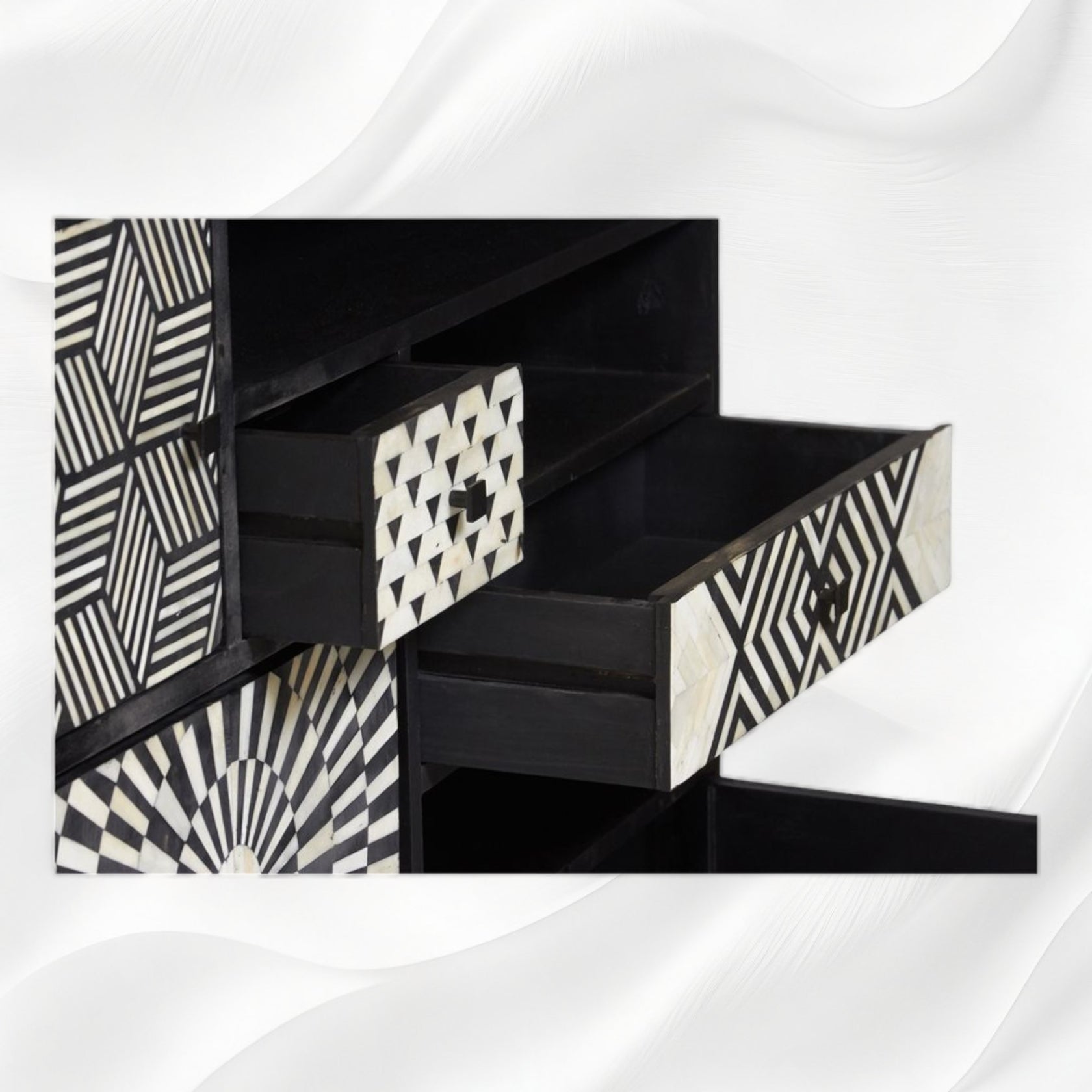 Ariel Bone Inlay Cabinet Black – Luxury Handicraft