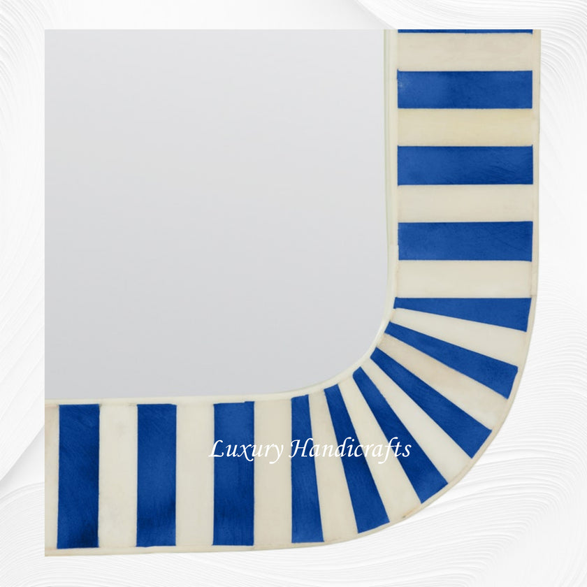 Bone Inlay Edged Mirror Blue | Blue Bone Inlay Mirror Frame – Luxury ...