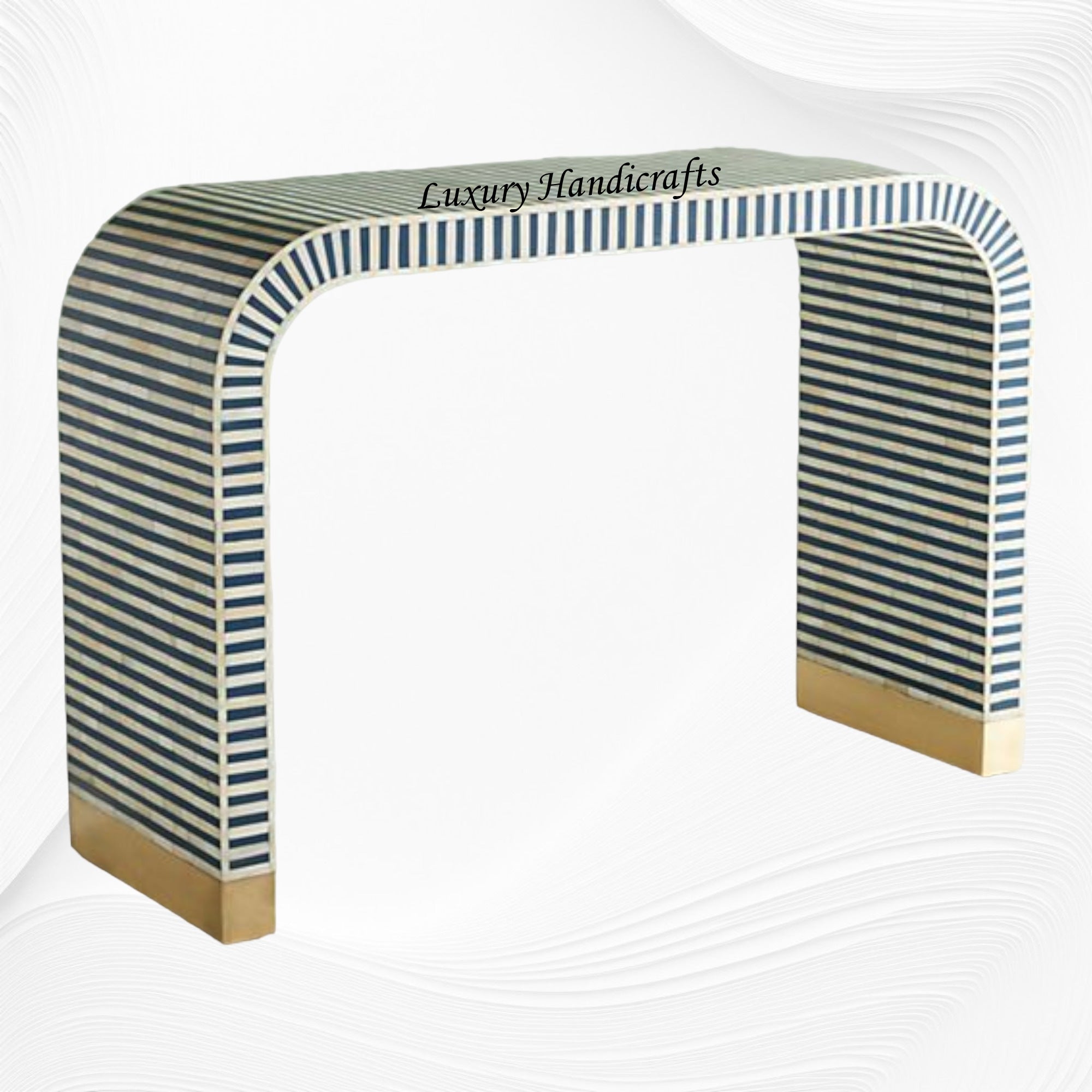 Waterfall Bone Inlay Console Table Blue – Luxury Handicraft