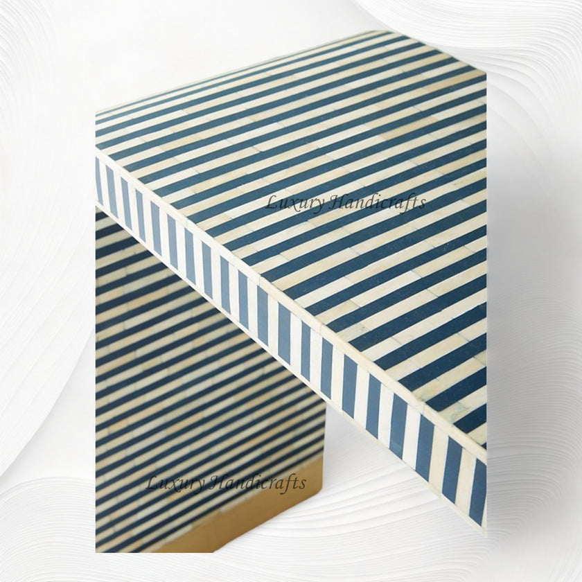 Waterfall Bone Inlay Console Table Blue – Luxury Handicraft