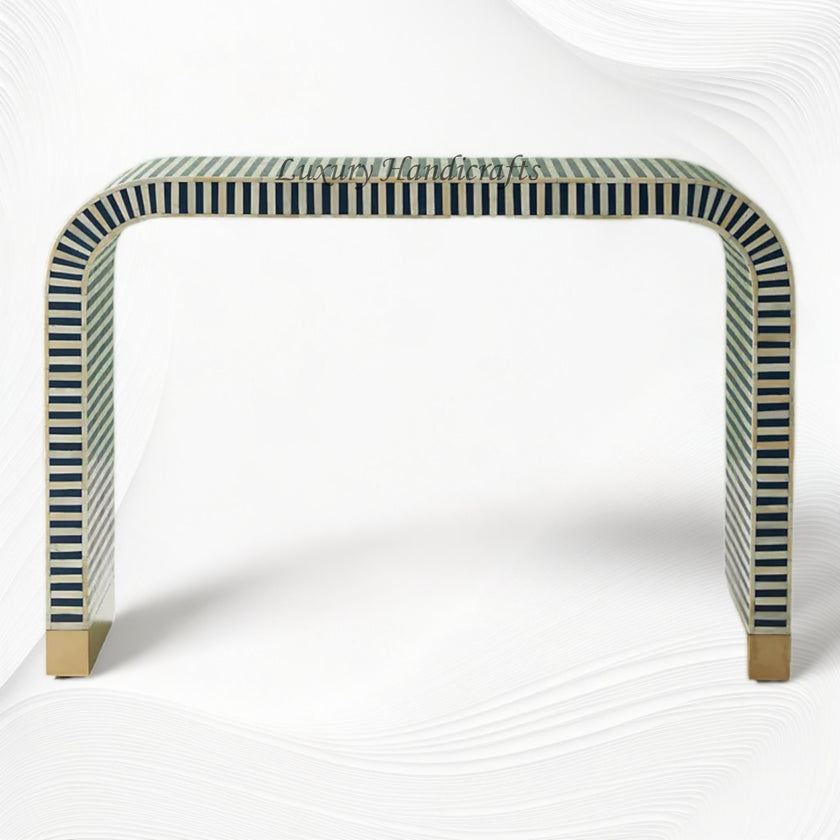 Waterfall Bone Inlay Console Table Blue – Luxury Handicraft