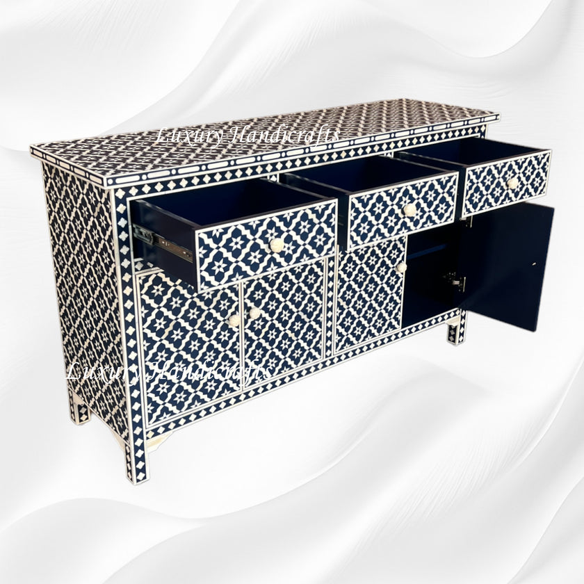 Arctic Bone Inlay Sideboard Indigo Blue – Luxury Handicraft