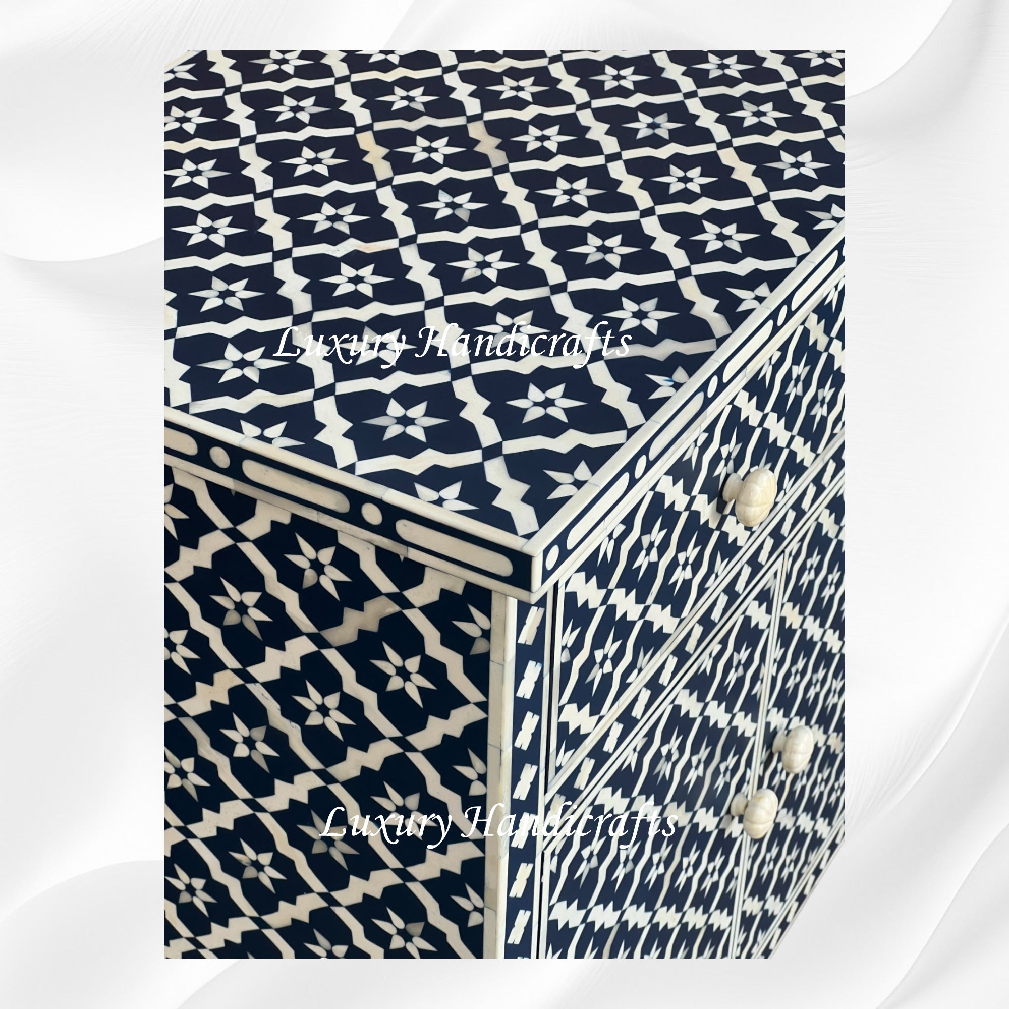 Arctic Bone Inlay Sideboard Indigo Blue – luxuryhandicrafts