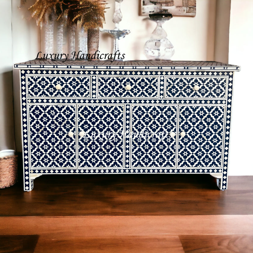 Arctic Bone Inlay Sideboard Indigo Blue – Luxury Handicraft