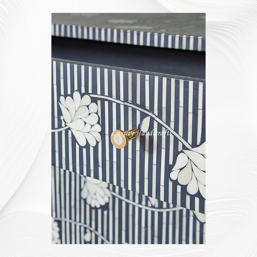 Bone Inlay Ada 3 Drawer Dresser Blue – Luxury Handicraft