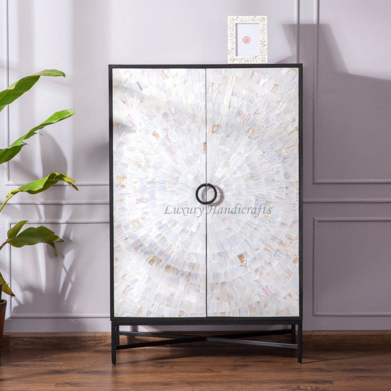 Celesta Mother of Pearl Inlay Bar Cabinet Black – Luxury Handicraft
