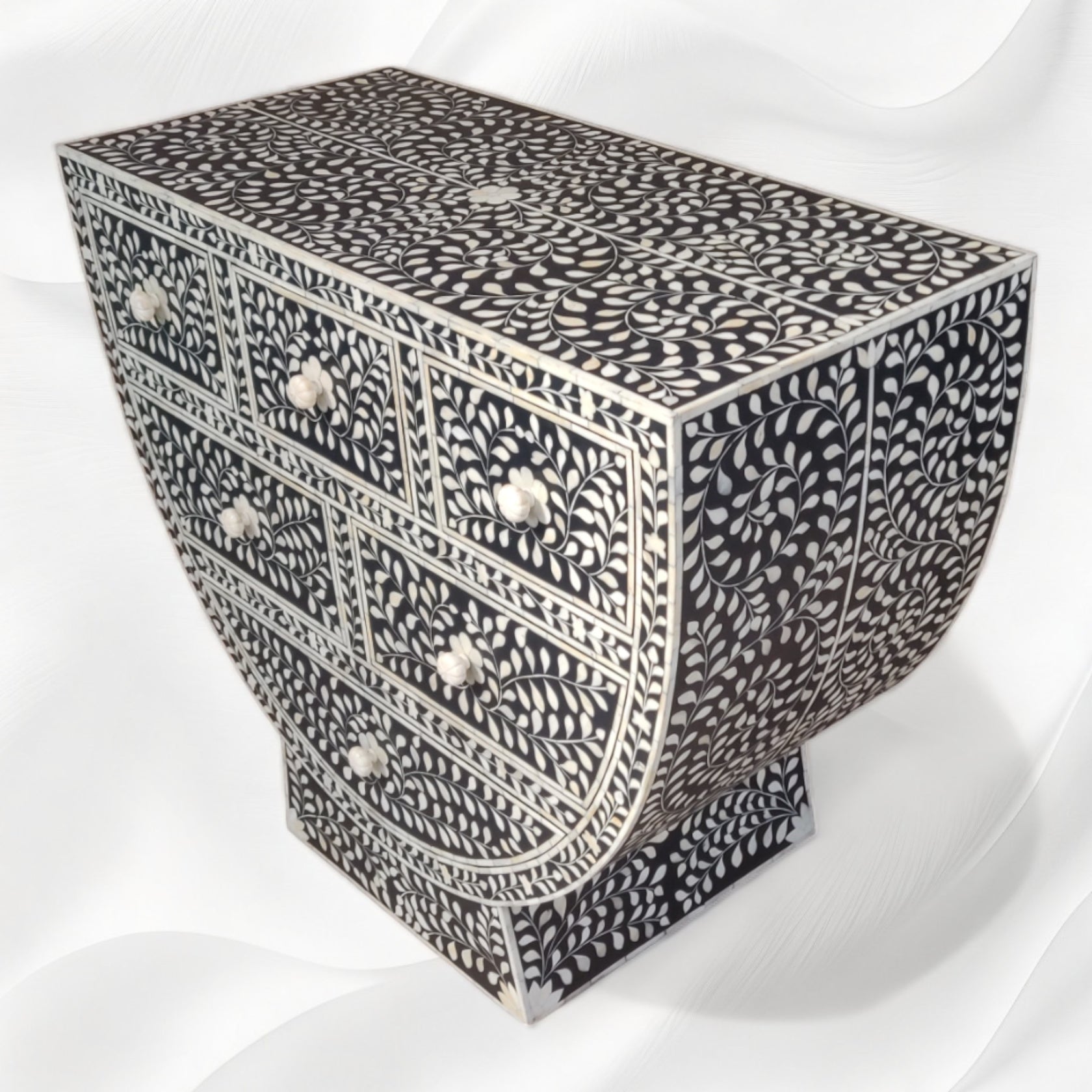 Clara Bone Inlay Floral Half Moon Console – luxuryhandicrafts