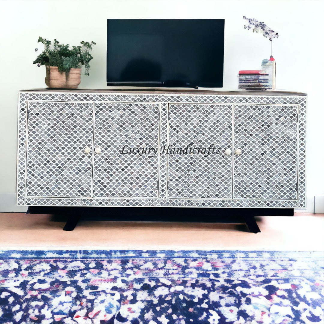 Colored Bone Inlay Gray Fishscale Sideboard – Luxury Handicraft