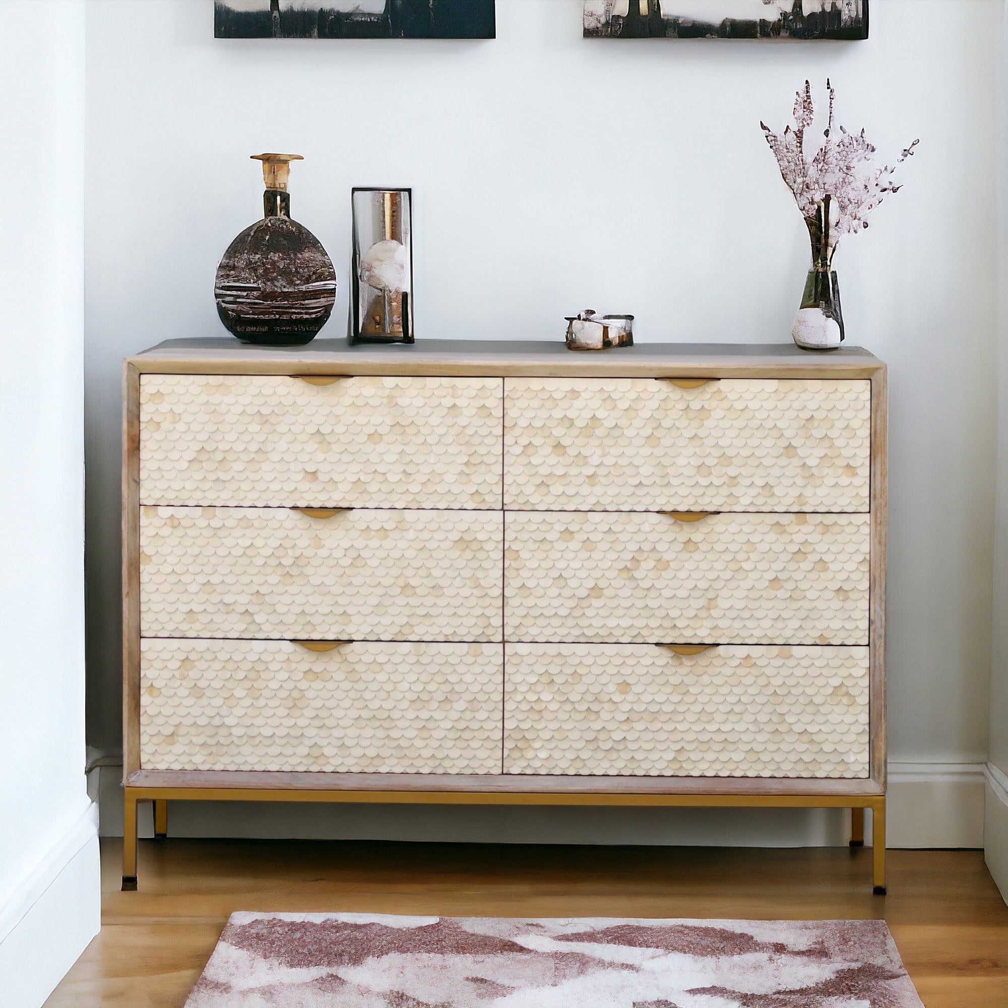 Cora Bone Inlay 6 Drawer Dresser – Luxury Handicraft