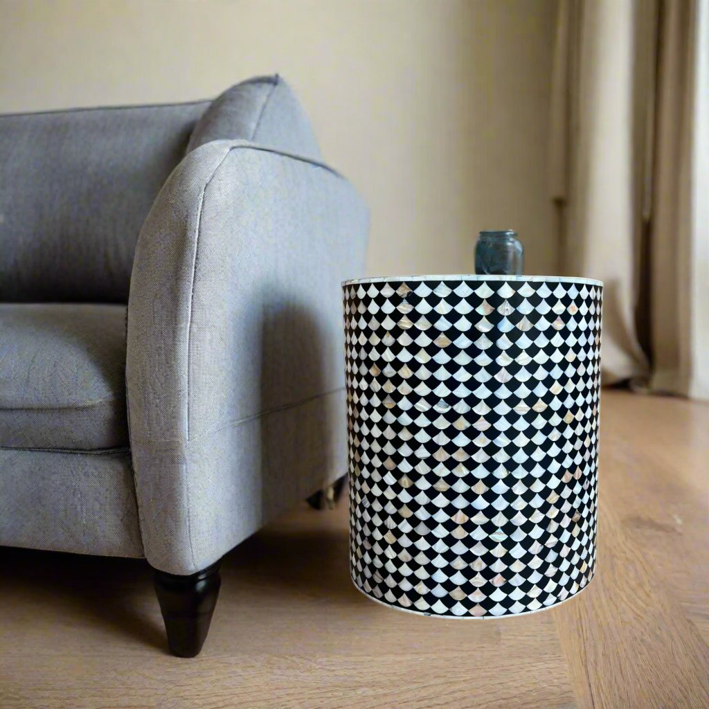 Drop MOP Inlay Stool Black – luxuryhandicrafts