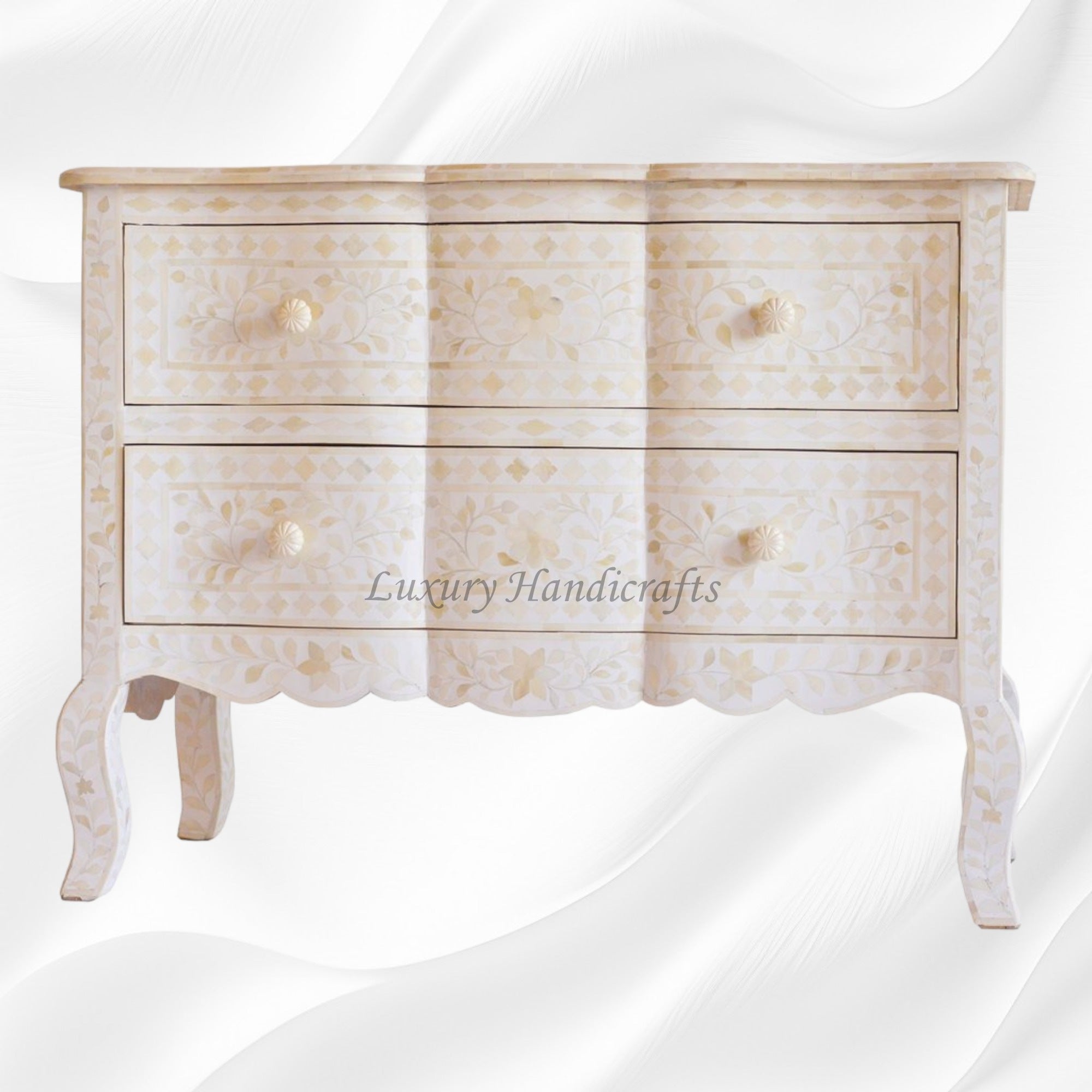 Estelle Bone Inlay 2 Drawer Chest White – Luxury Handicraft
