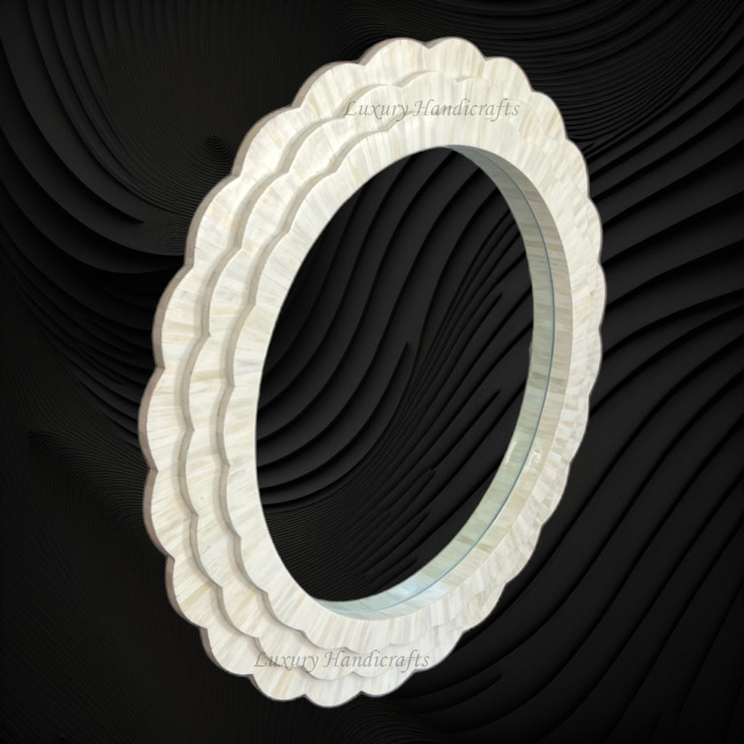 Full Bone Inlay Flower Mirror – Luxury Handicraft