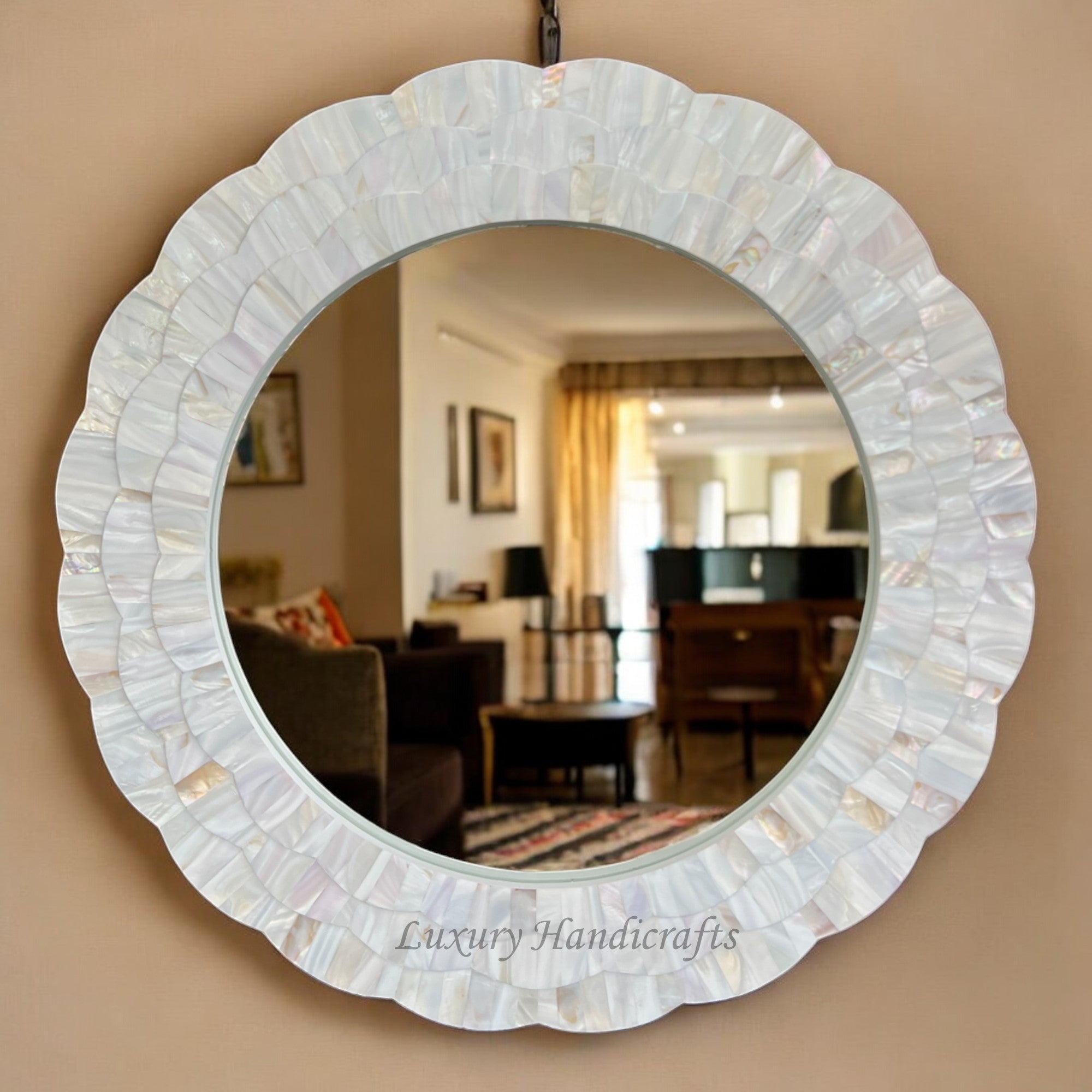 Full MOP Inlay Flower Mirror – Luxury Handicraft