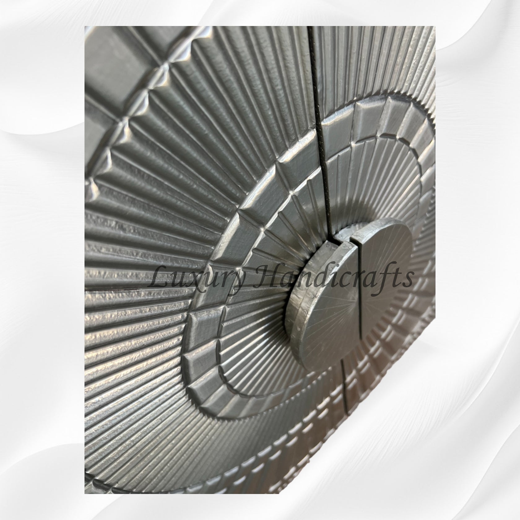 Silver Metal Embossed Fusion 4 Door Cabinet – Luxury Handicraft