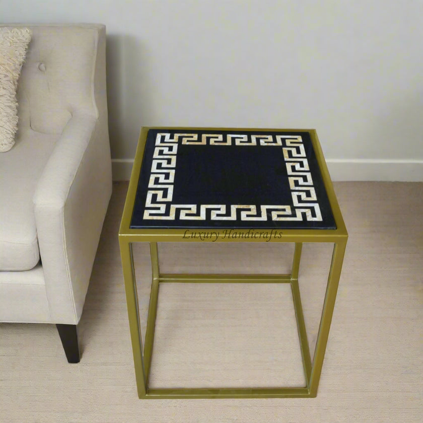 Greek Black Granite Side Table – Luxury Handicraft