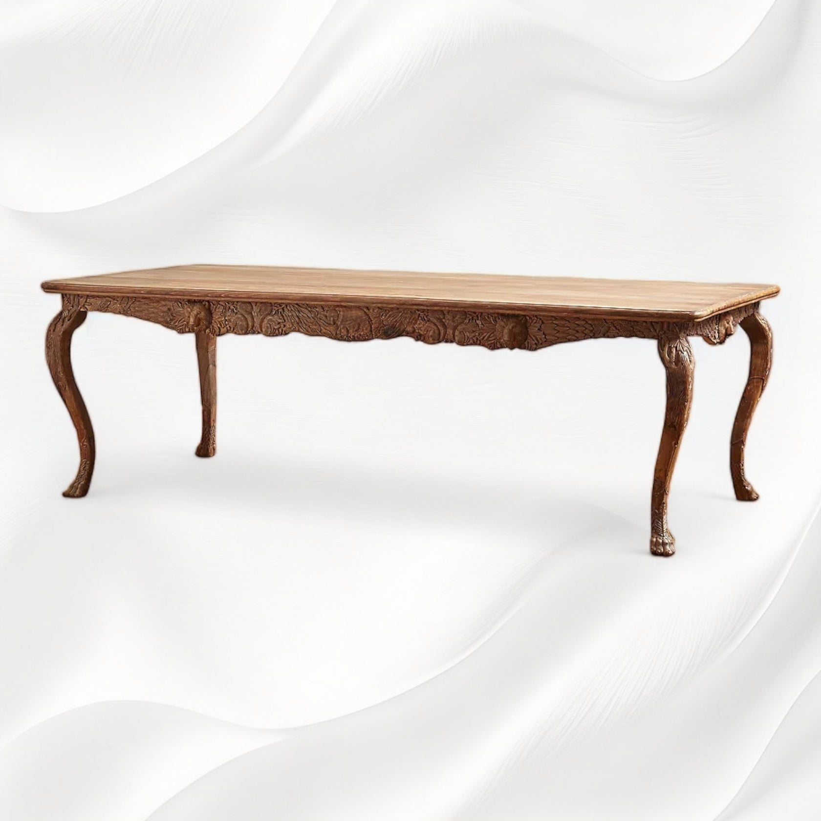 Handcarved Menagerie Dining Table Natural – Luxury Handicraft