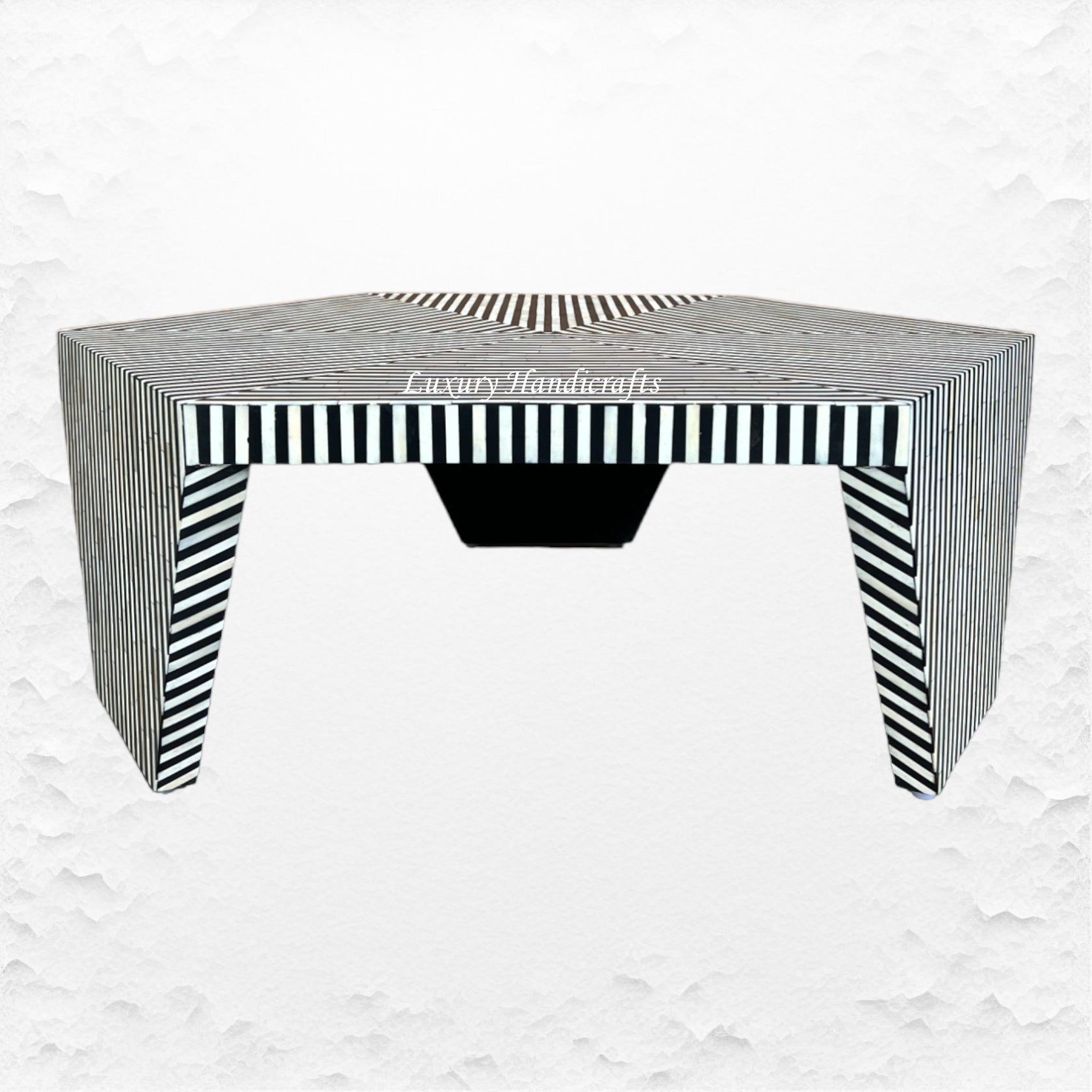 Hexagonal Stripe Bone Inlay Coffee Table Black – luxuryhandicrafts