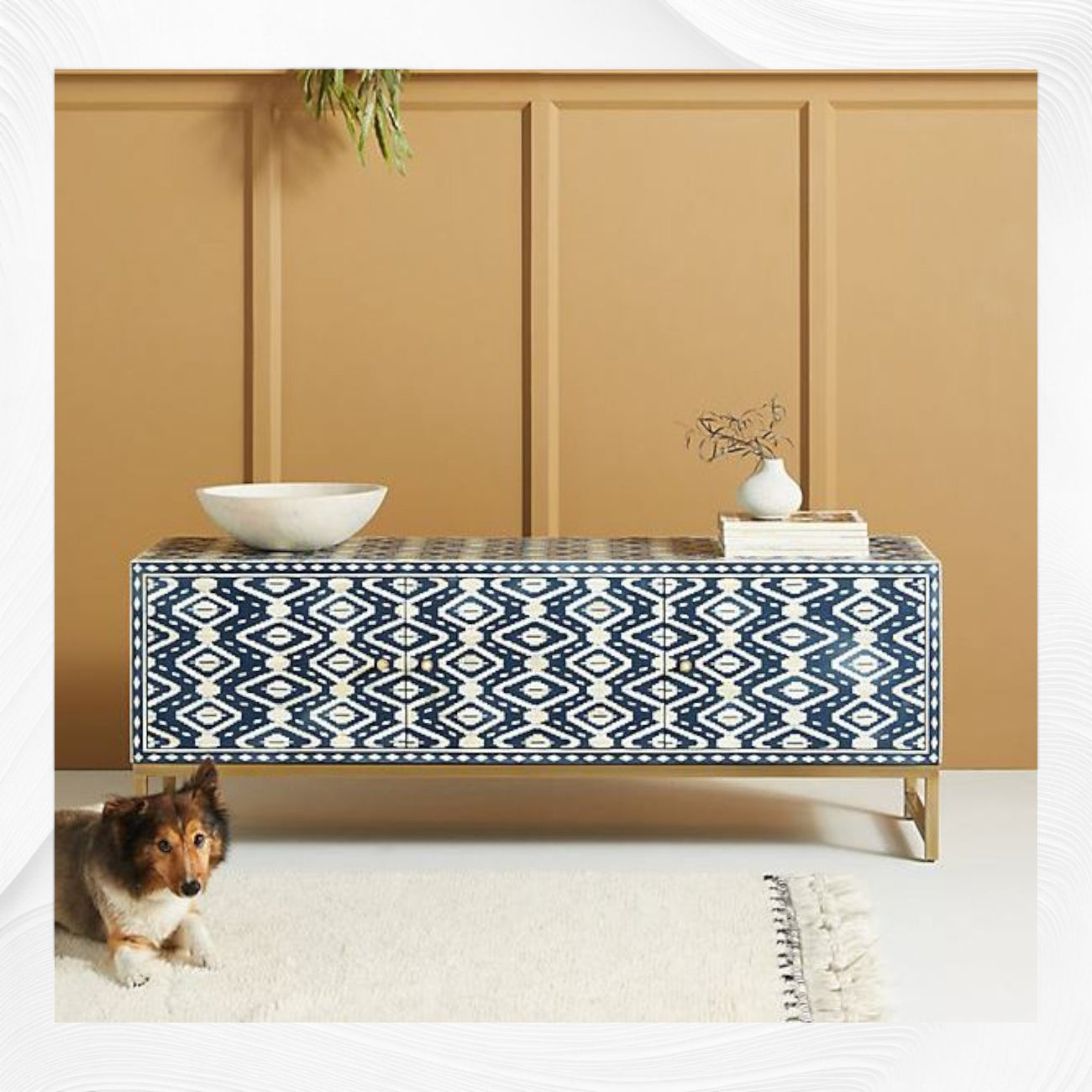 Bone Inlay Media Console | Bone Inlay TV Unit – Luxury Handicraft