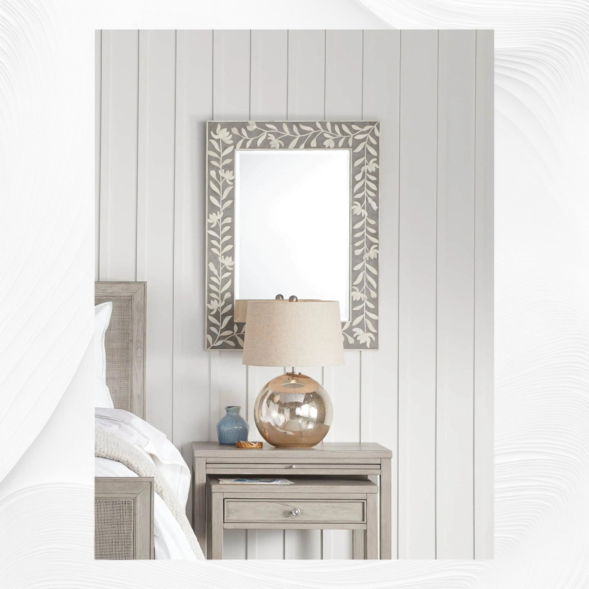 Kyra Bone Inlay Flower Wall Mirror Dusk – Luxury Handicraft
