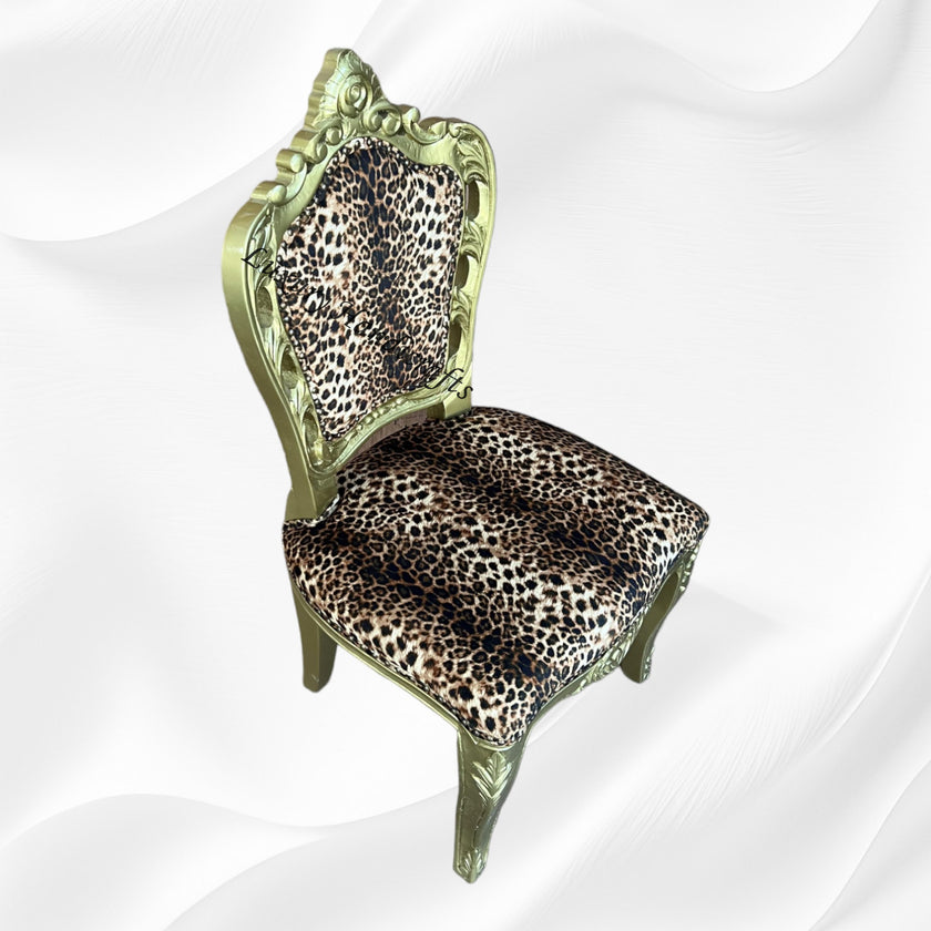 Leopard Design Velvet Fabric Chair – Luxury Handicraft