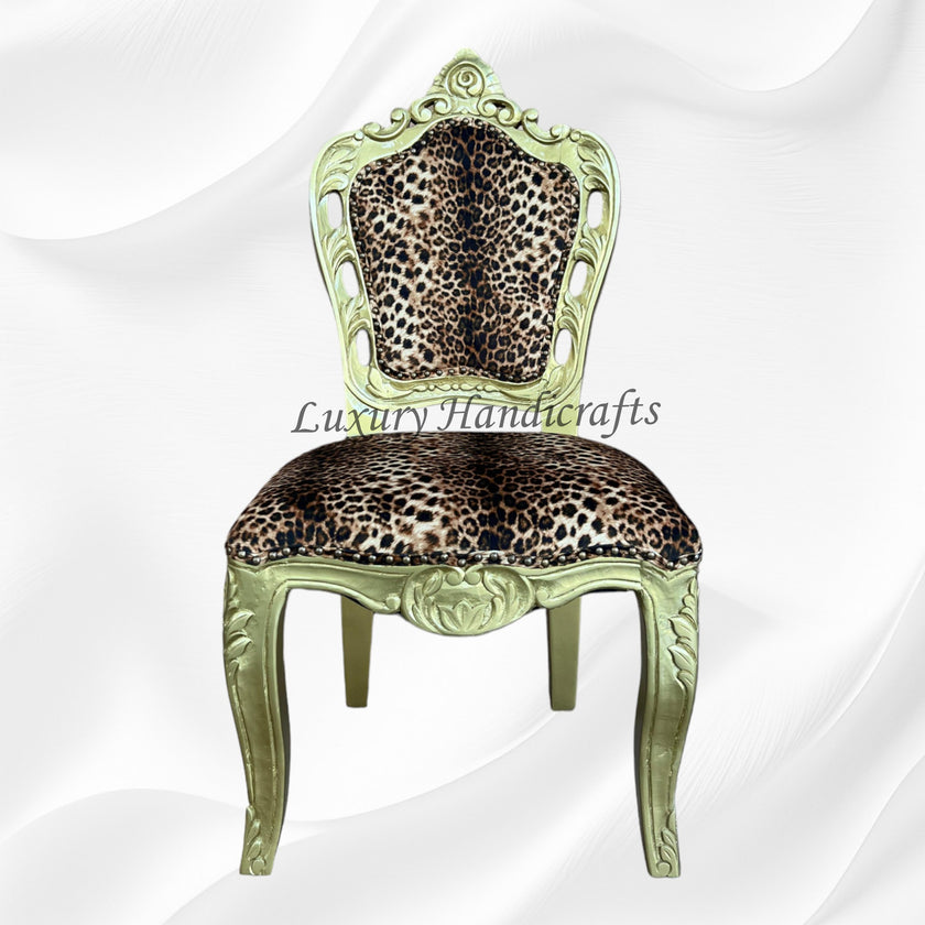 Leopard Design Velvet Fabric Chair – Luxury Handicraft