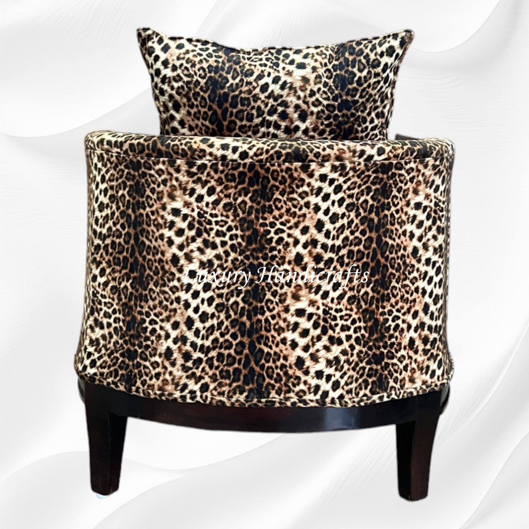 Leopard Design Velvet Fabric Lounge Chair – Luxury Handicraft