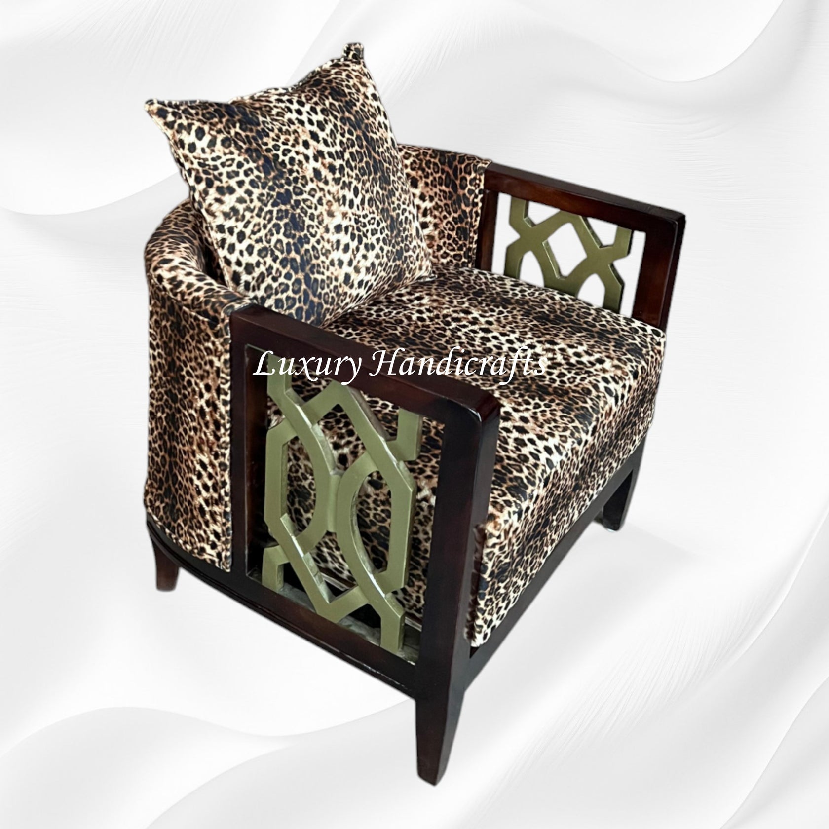Leopard Design Velvet Fabric Lounge Chair – Luxury Handicraft