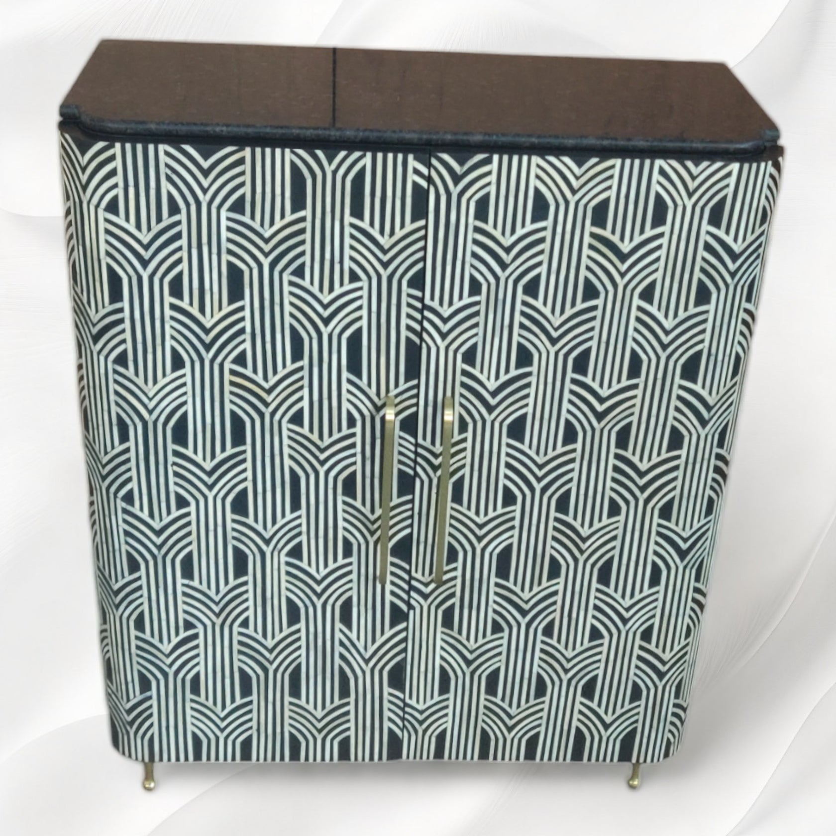 Midtown Bone Inlay Bar Cabinet Black – Luxury Handicraft