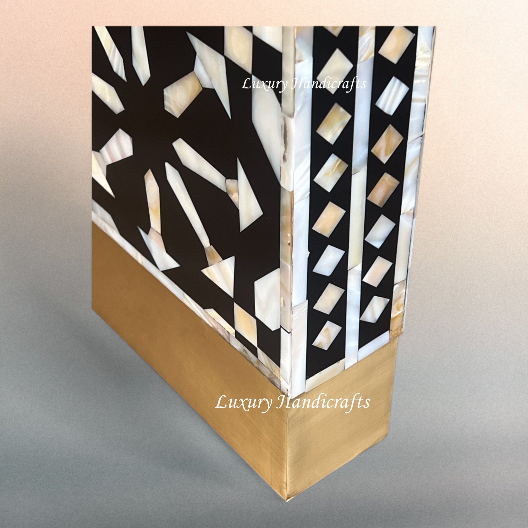 Moroccan MOP Inlay Waterfall Console Table Black | Mother Of Pearl Des ...