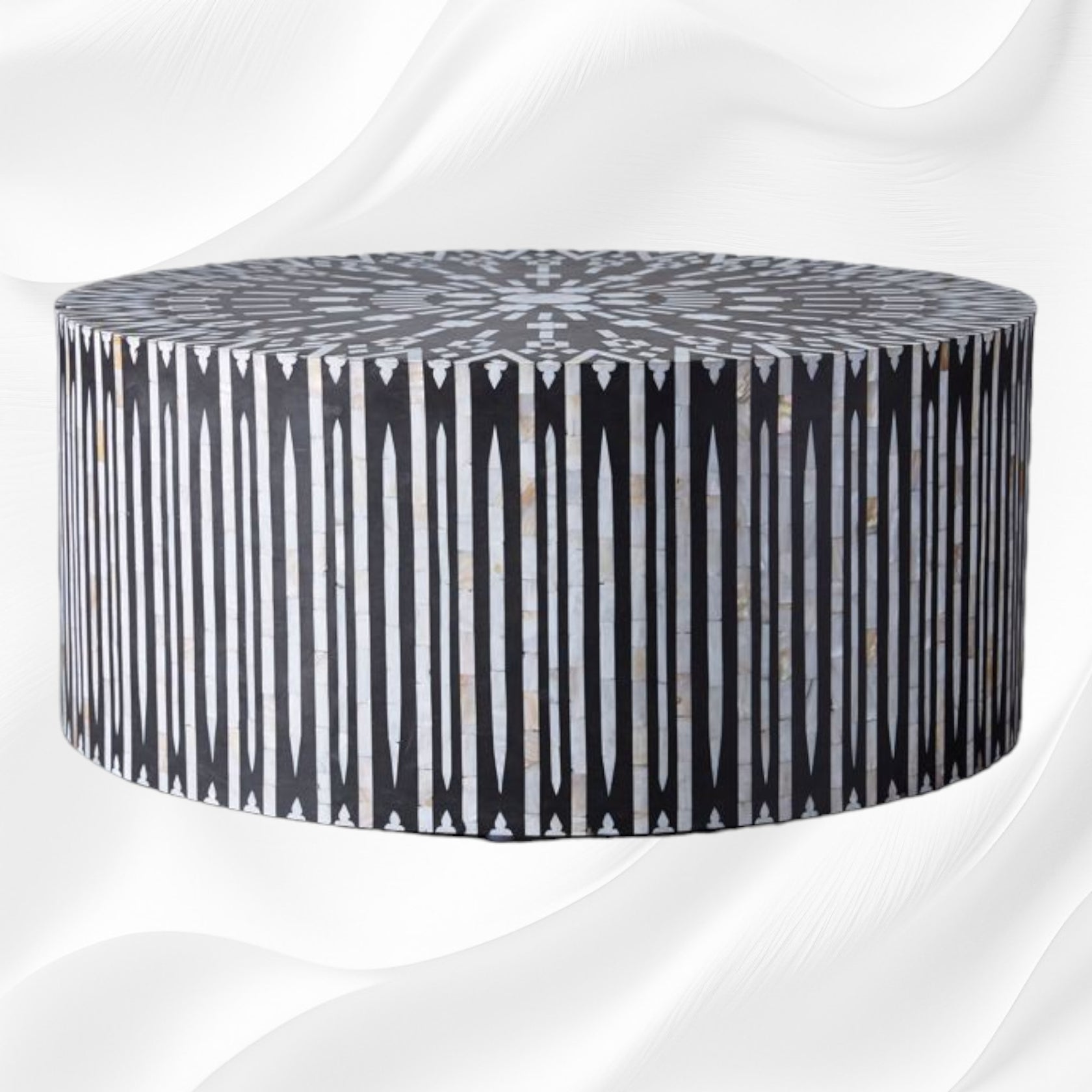 Mother of Pearl Inlay Kalmin Coffee Table Black – Luxury Handicraft