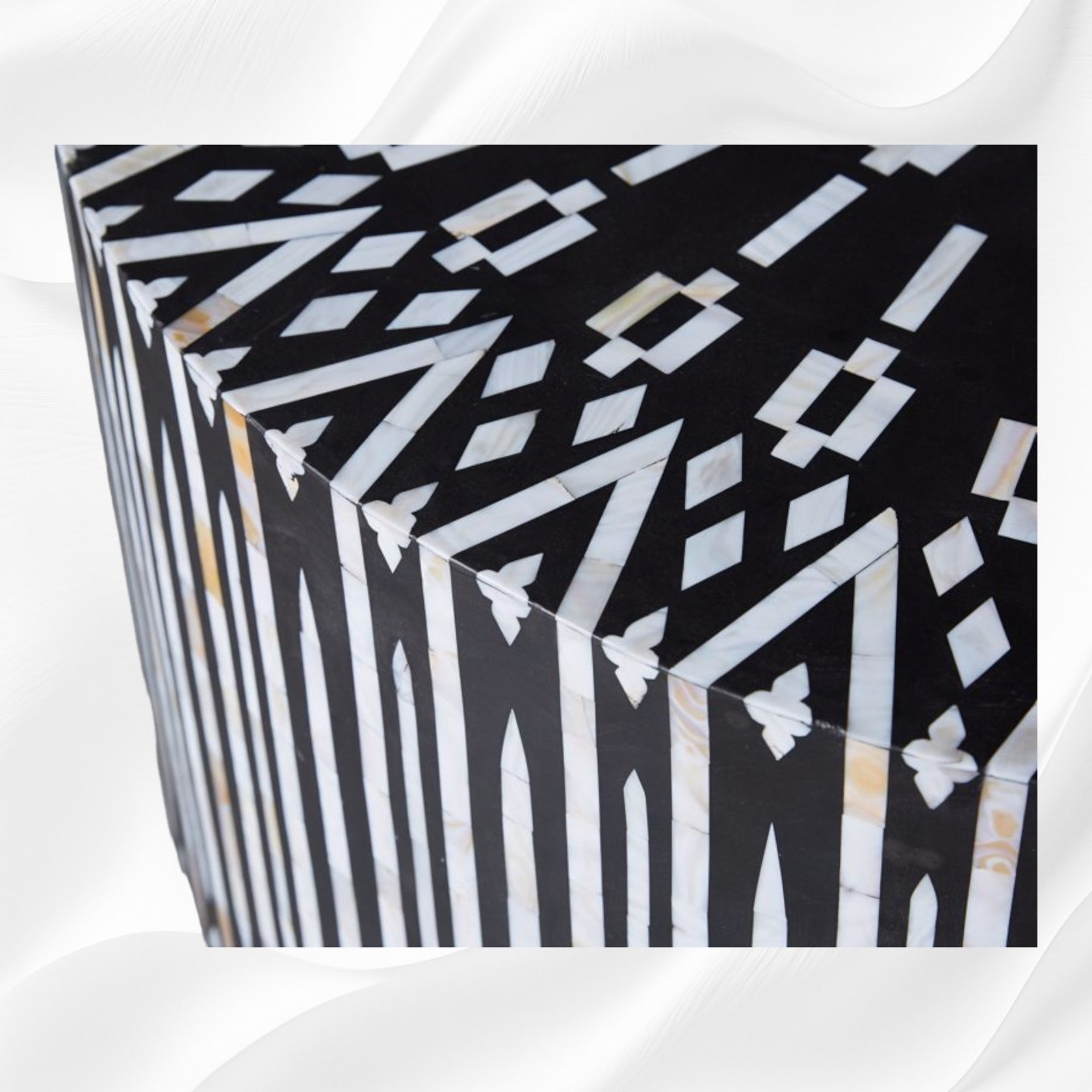 Mother of Pearl Inlay Kalmin Coffee Table Black – Luxury Handicraft