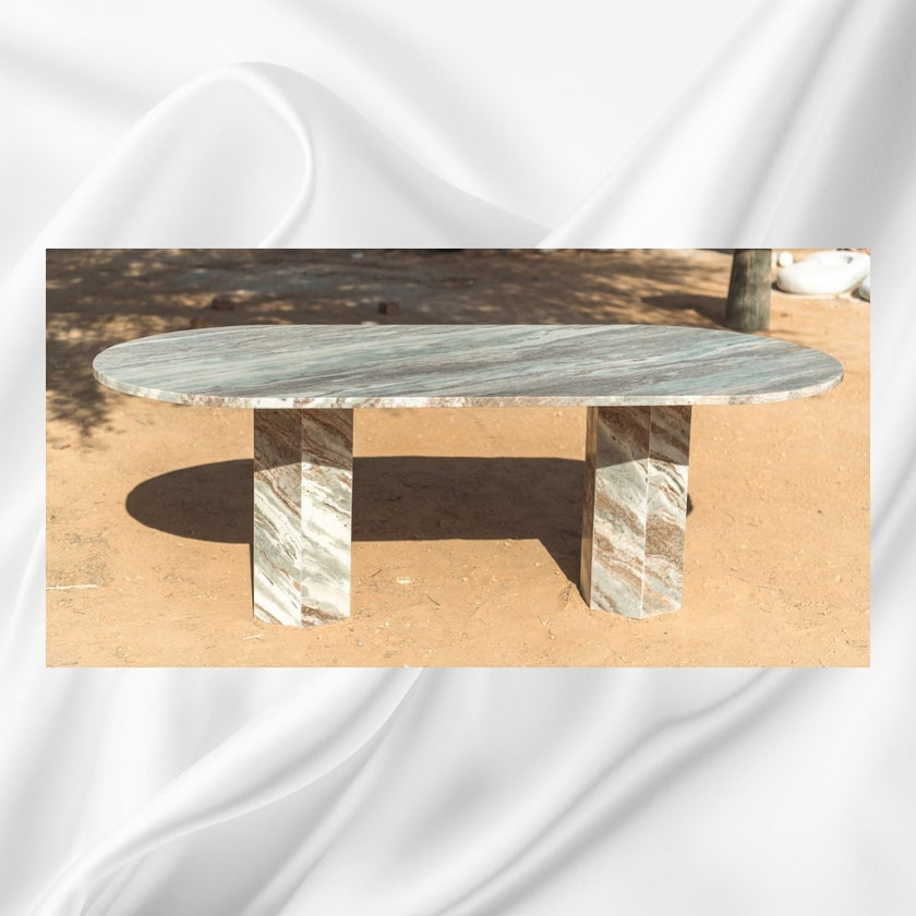 Myra Fantasy Brown Marble Dining Table 8 Seater – Luxury Handicraft
