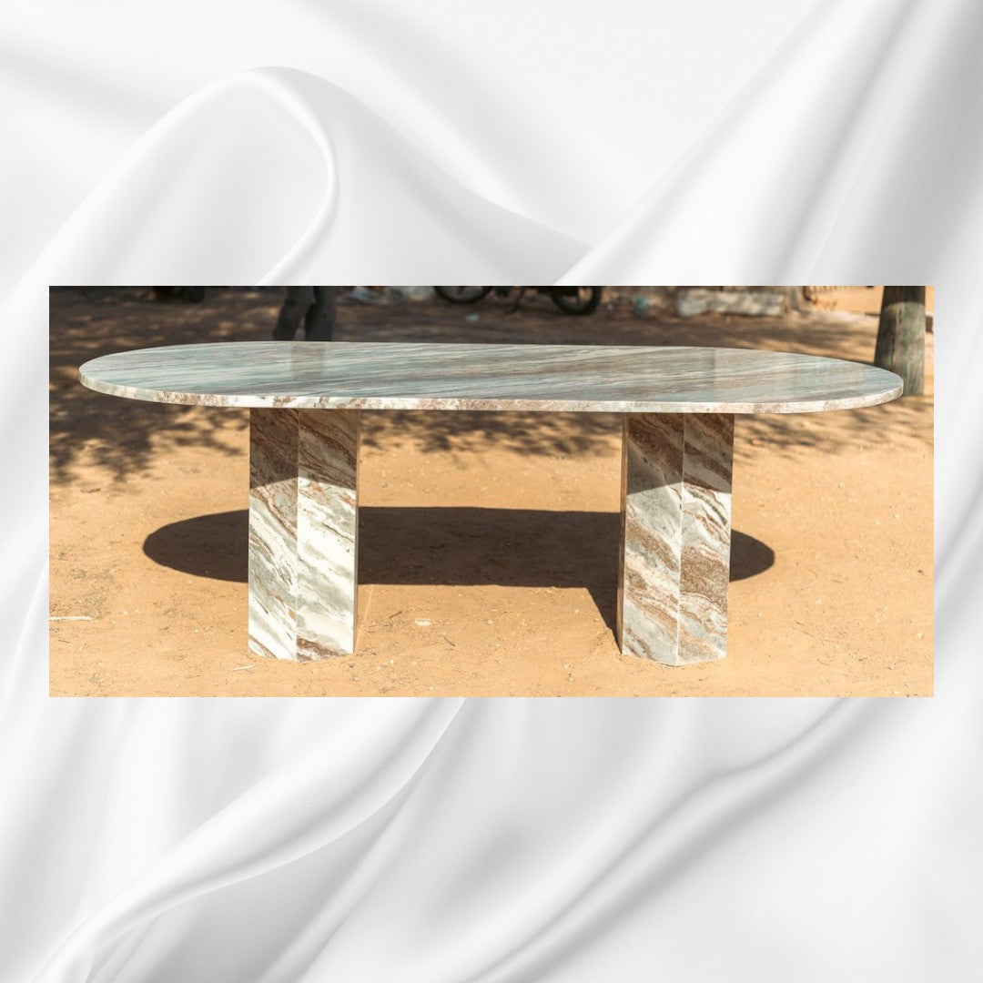Myra Fantasy Brown Marble Dining Table 8 Seater – Luxury Handicraft