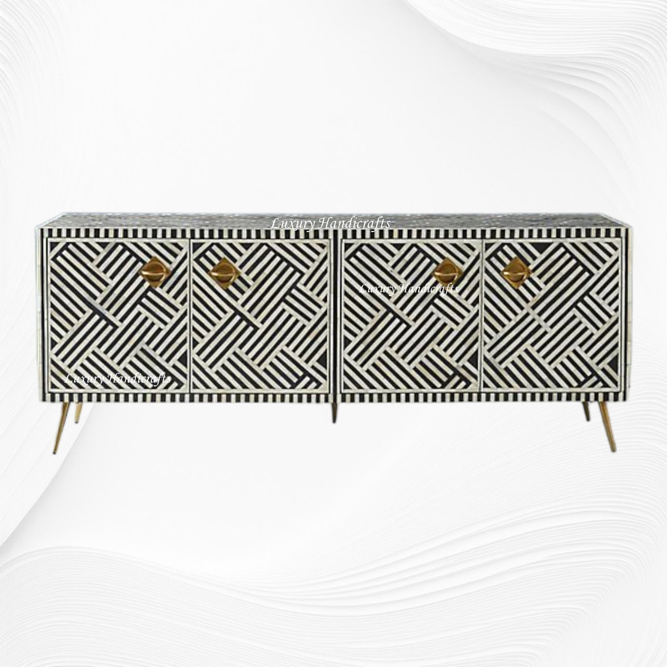 Bone Inlay Media Console | Bone Inlay TV Unit – Luxury Handicraft