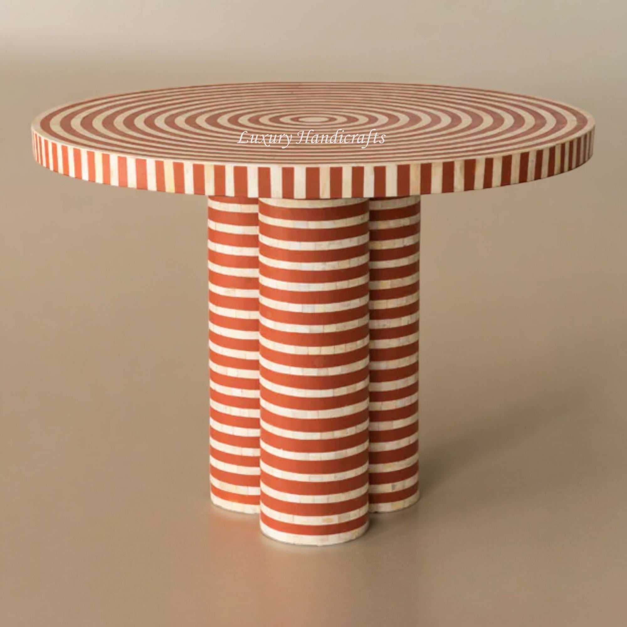 Rue Bone Inlay Round Dining Table Orange – Luxury Handicraft