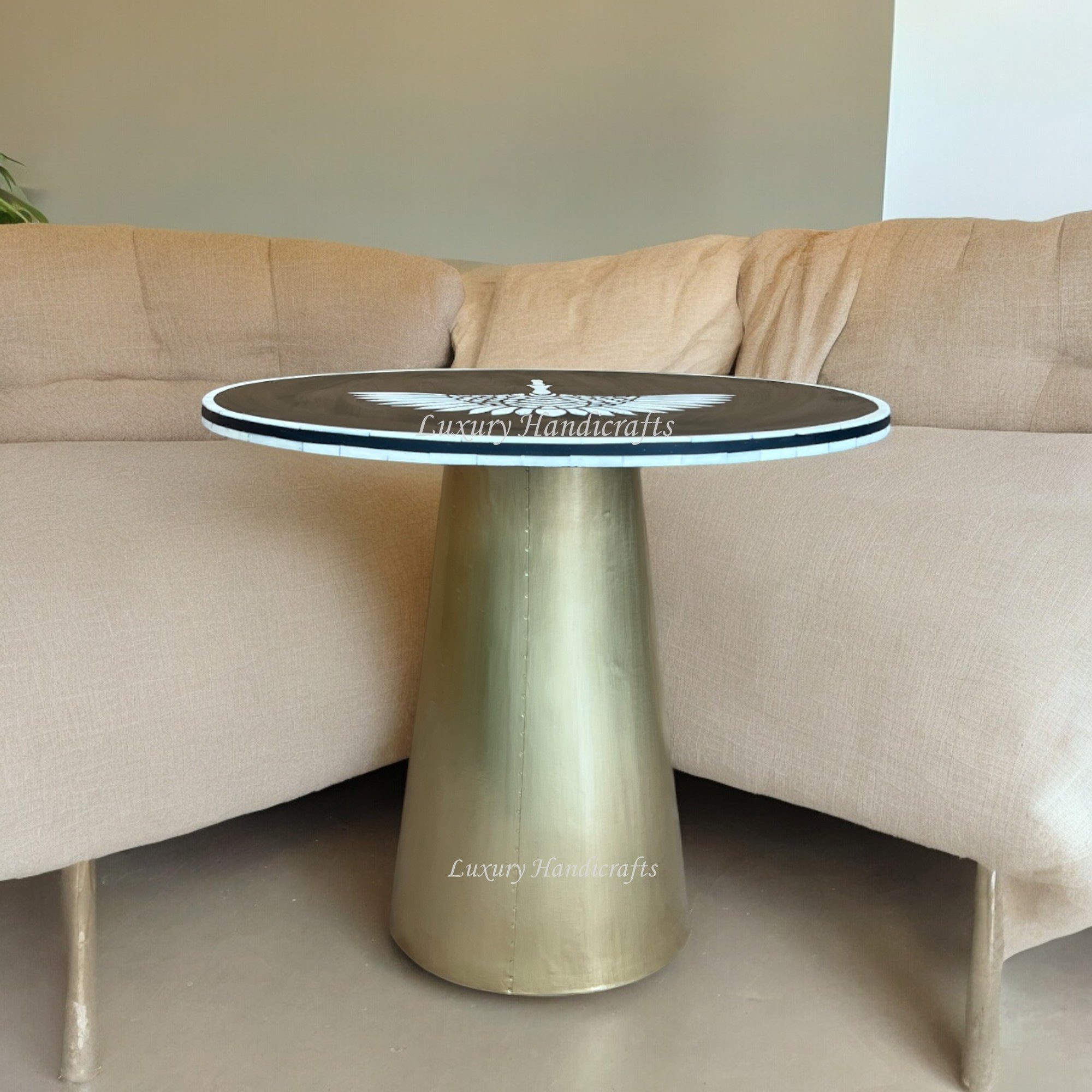 Swan Bone Inlay Accent Table Black – Luxury Handicraft