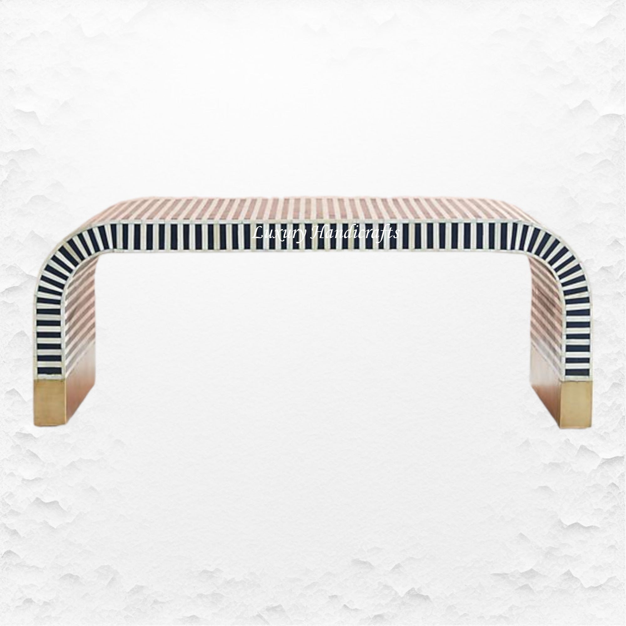 Waterfall Bone Inlay Coffee Table Indigo | Bone And Wood Inlay Table ...