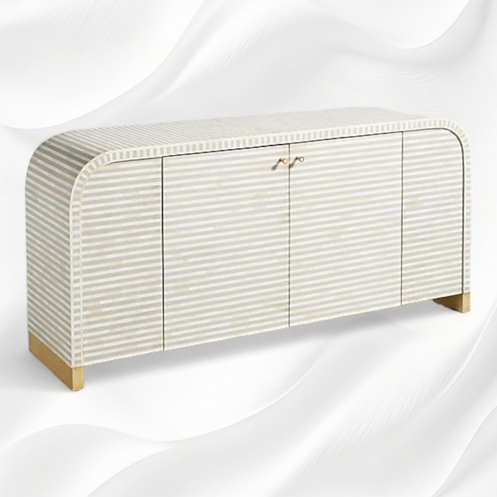 Bone Inlay Waterfall Buffet Grey – Luxury Handicraft
