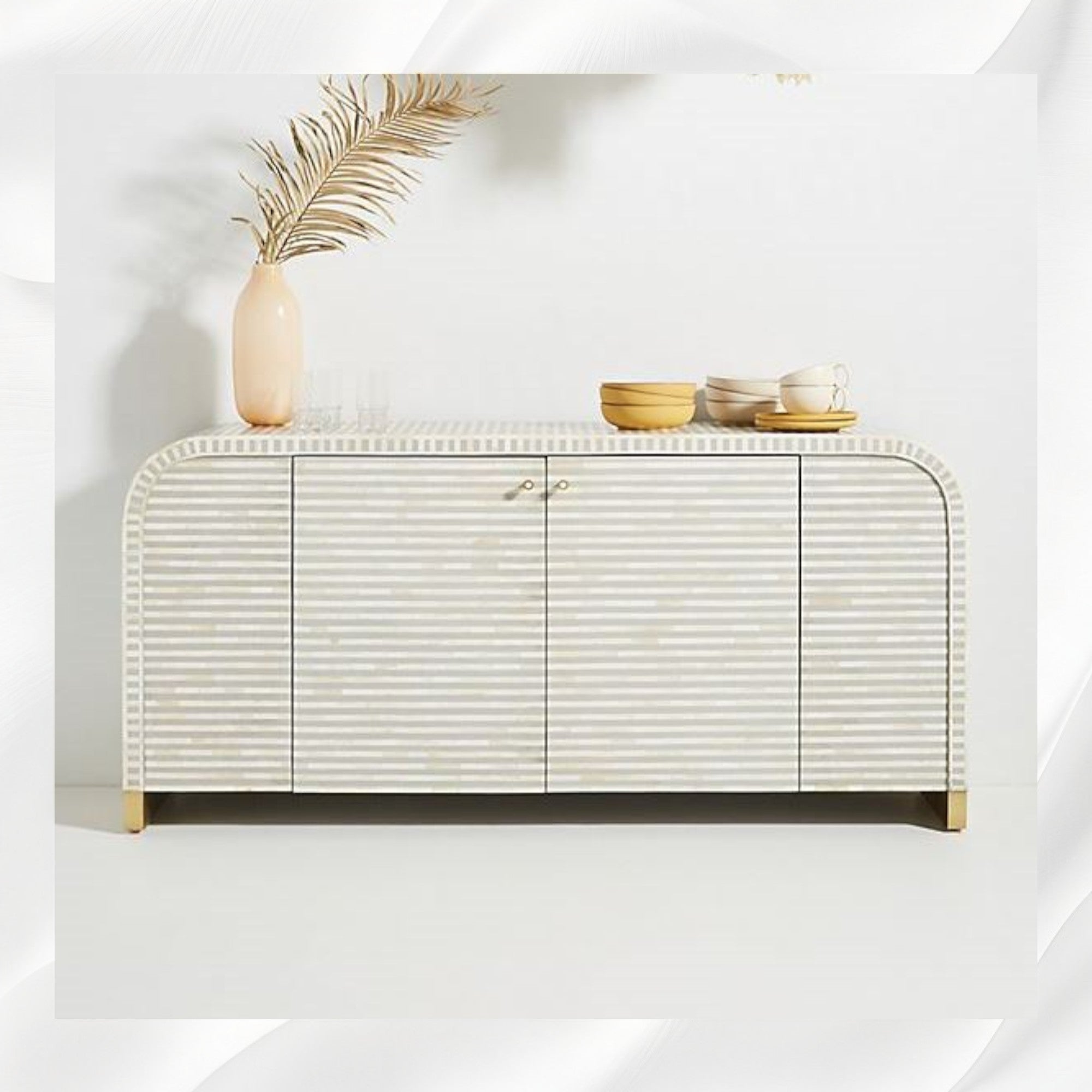 Bone Inlay Waterfall Buffet Grey – luxuryhandicrafts