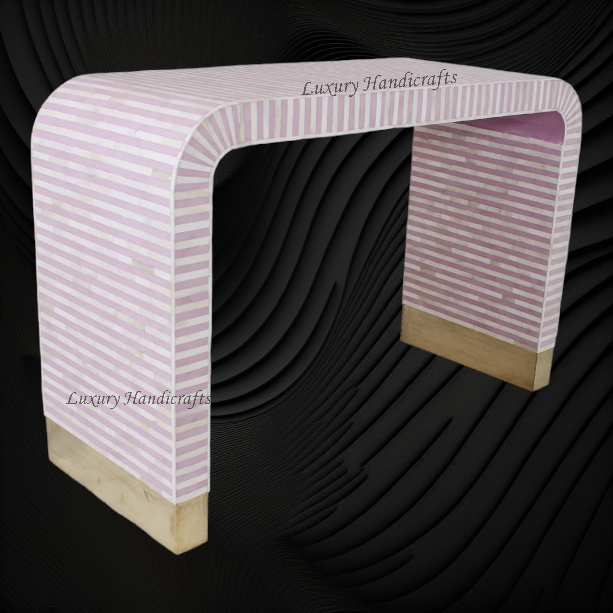 Waterfall Bone Inlay Console Table Pink – Luxury Handicraft