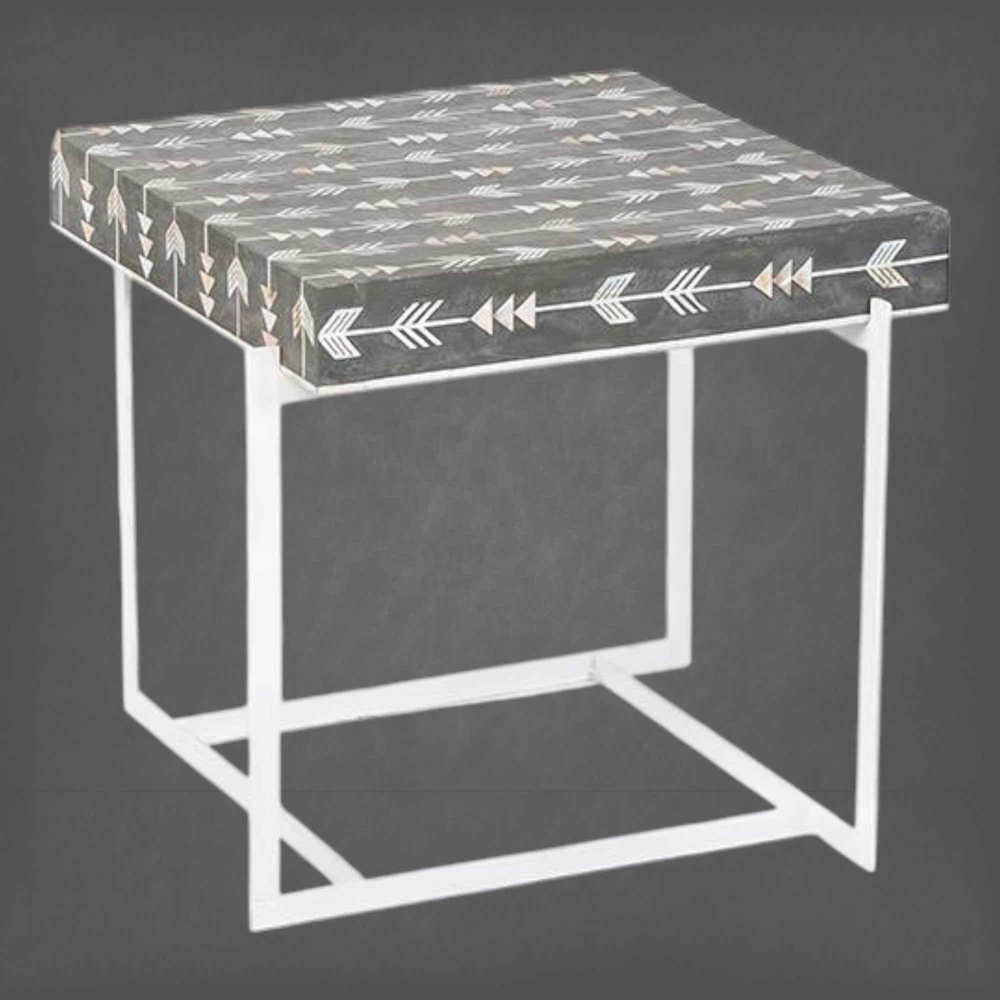 Arrow Mother Of Pearl Inlay Side Table Grey – Luxury Handicraft