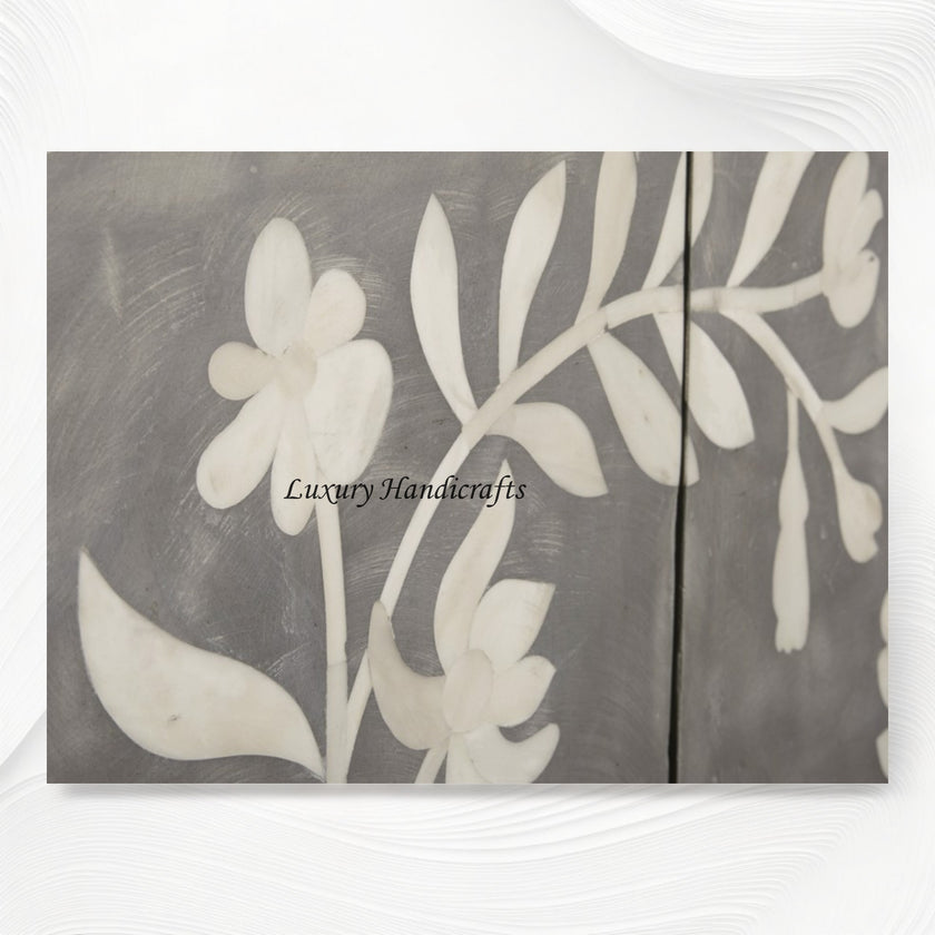 Bone Flower Media Console Dusk Finish | Bone Inlay Tv Stand – Luxury ...