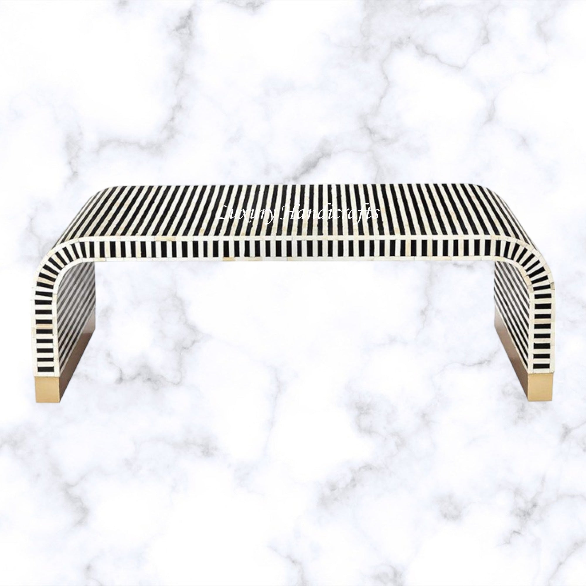 Waterfall Bone Inlay Coffee Table Black | Bone Coffee Table – Luxury ...
