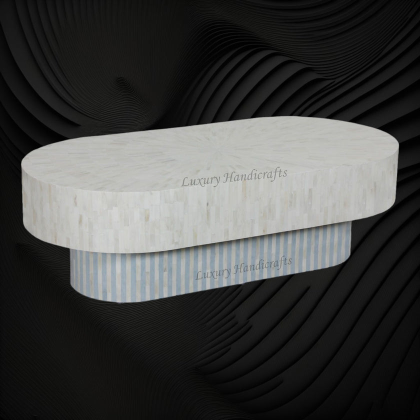Full Bone Inlay Oval Coffee Table – Luxury Handicraft