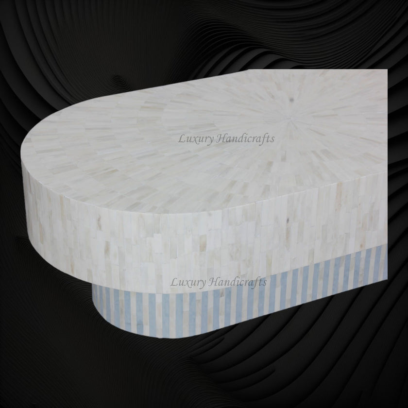 Full Bone Inlay Oval Coffee Table – Luxury Handicraft