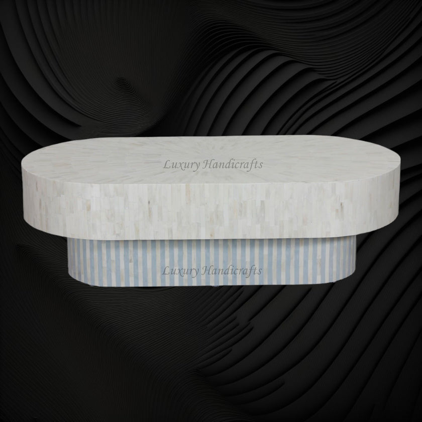 Full Bone Inlay Oval Coffee Table – Luxury Handicraft