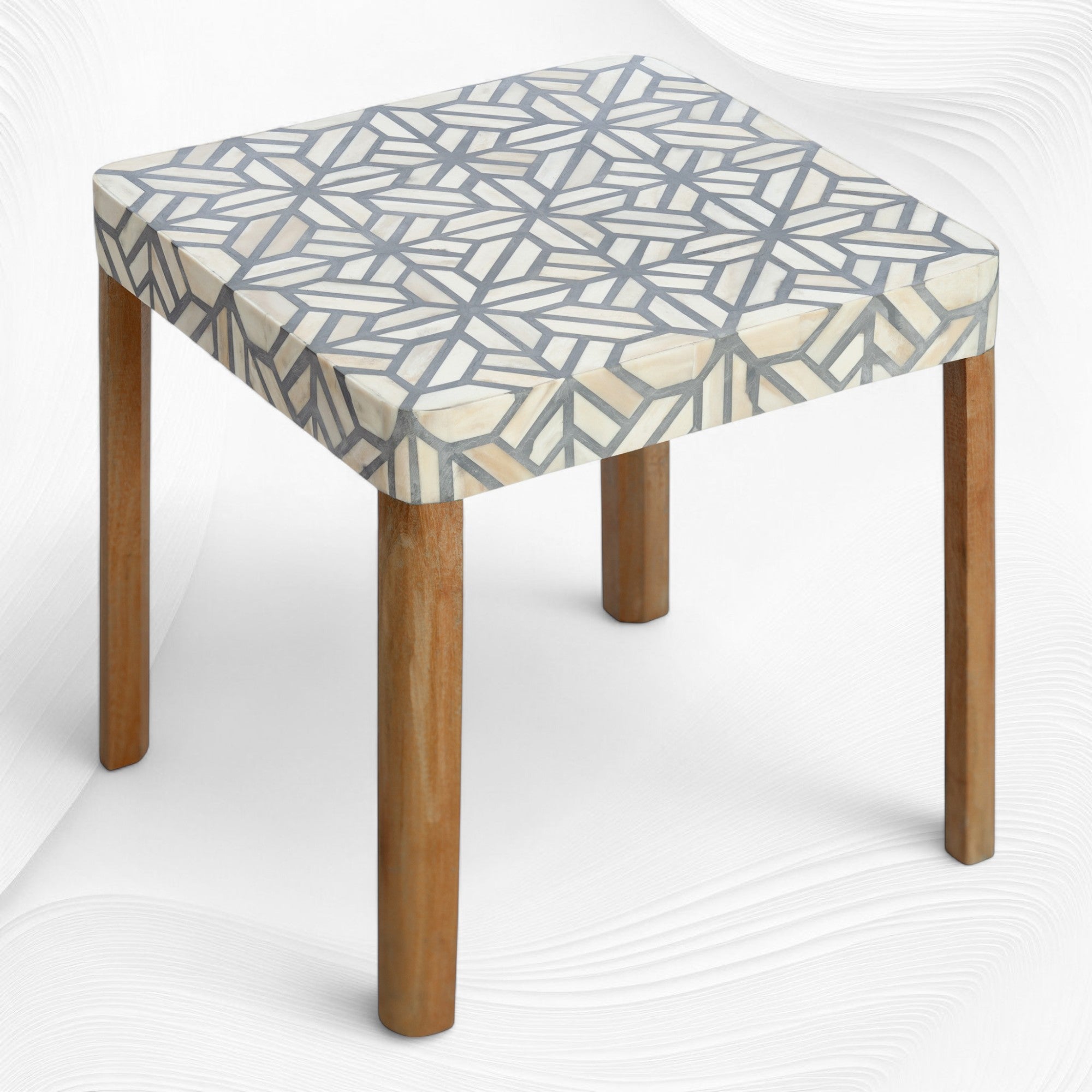 Hope Bone Inlay Side Table Grey – Luxury Handicraft